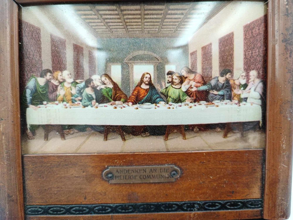 First Communion Souvenir Oil Print Depicting Last Supper, 1890s for ...