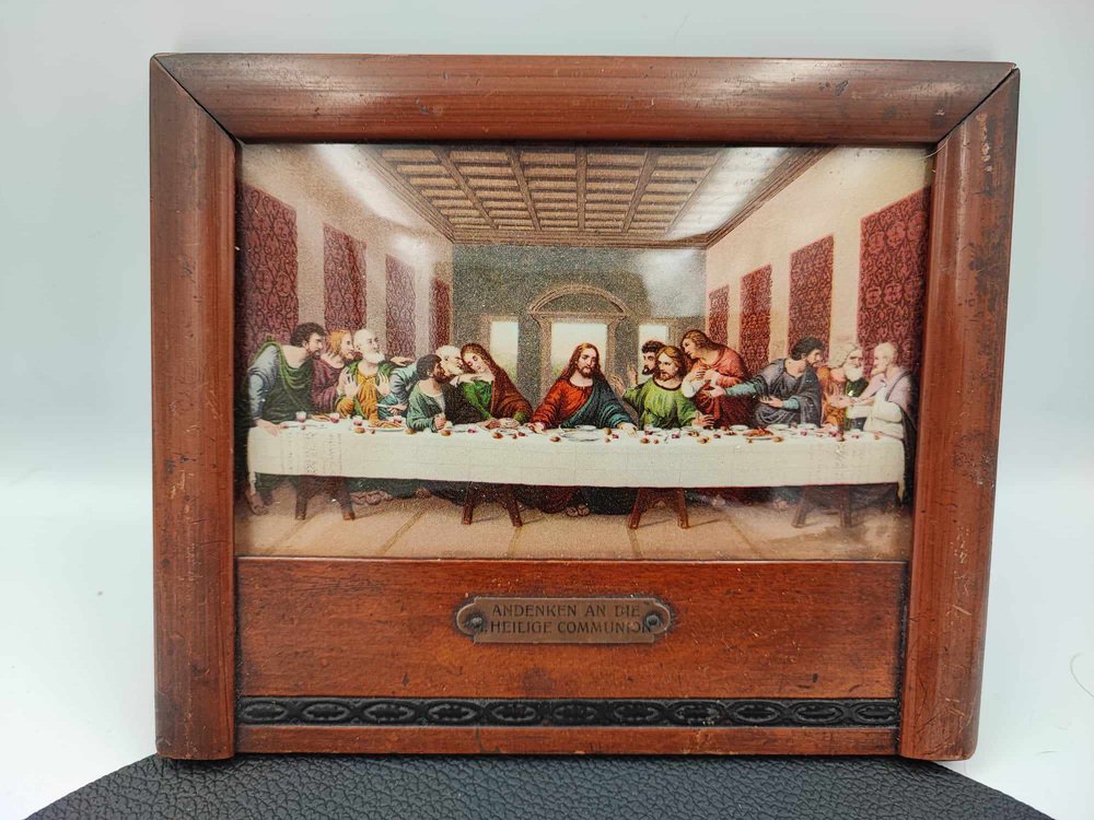 First Communion Souvenir Oil Print Depicting Last Supper, 1890s for ...