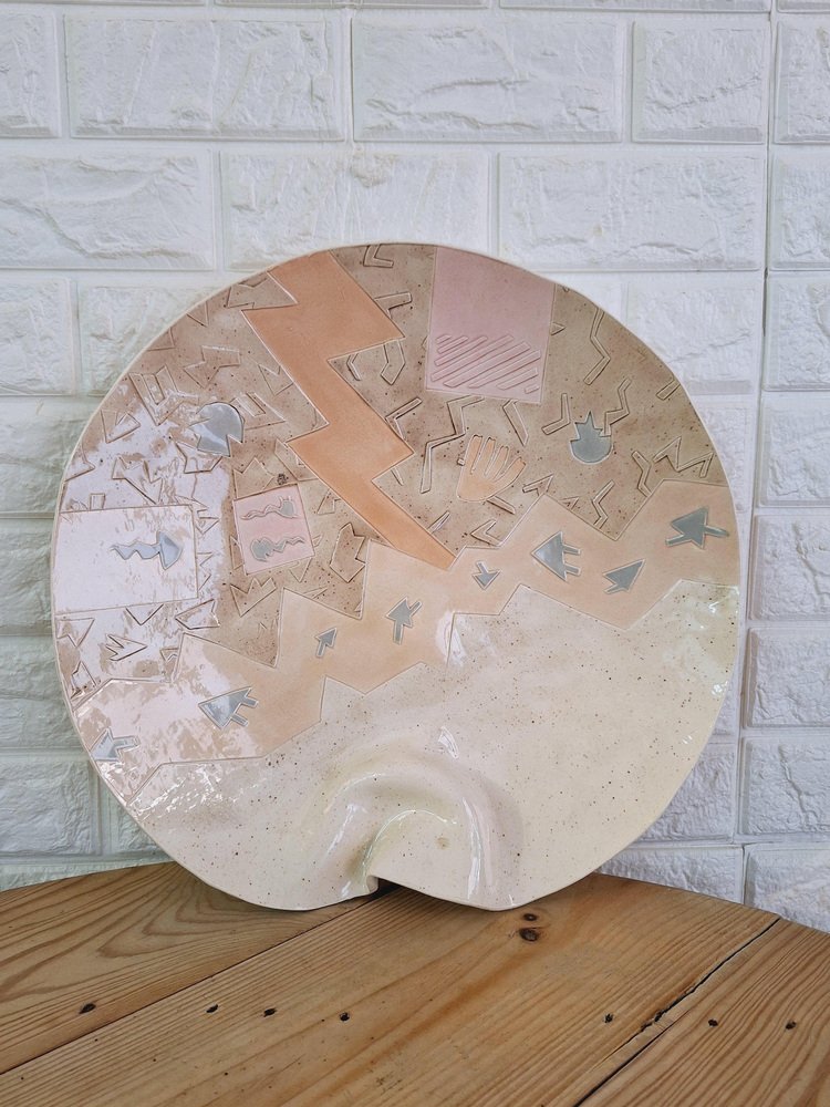 Abstrakter Vintage Studio Keramik Teller von Barbara Demery, 1985 bei ...