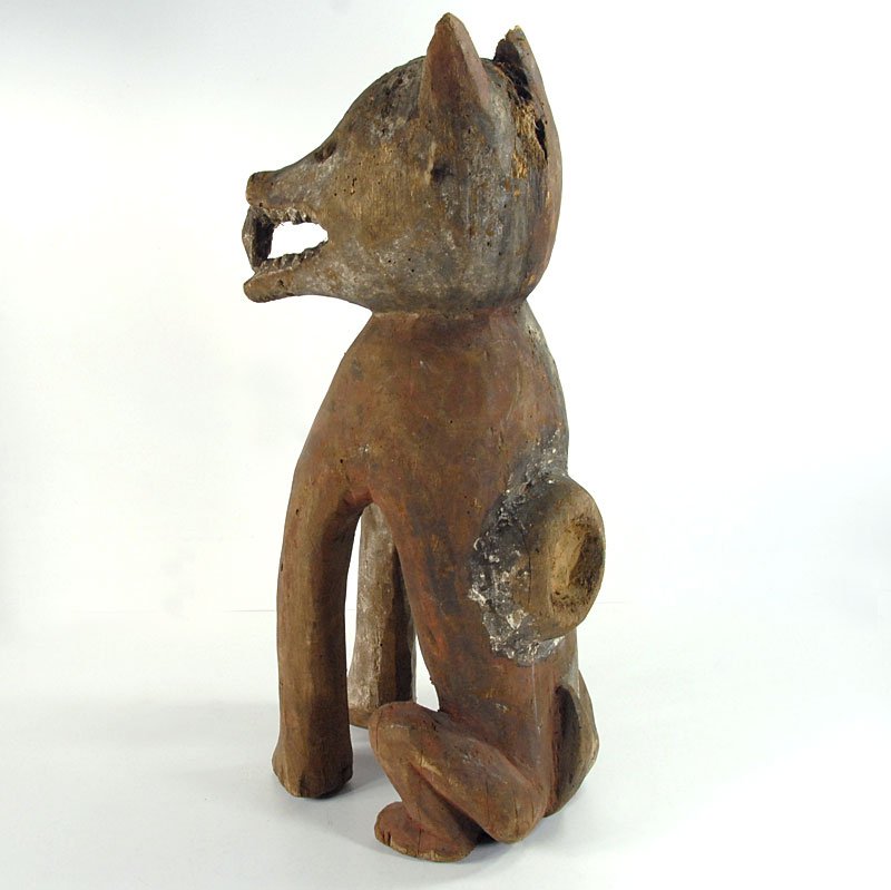 Tribal Wooden Dog Sculpture, Congo, 1970s for sale at Pamono