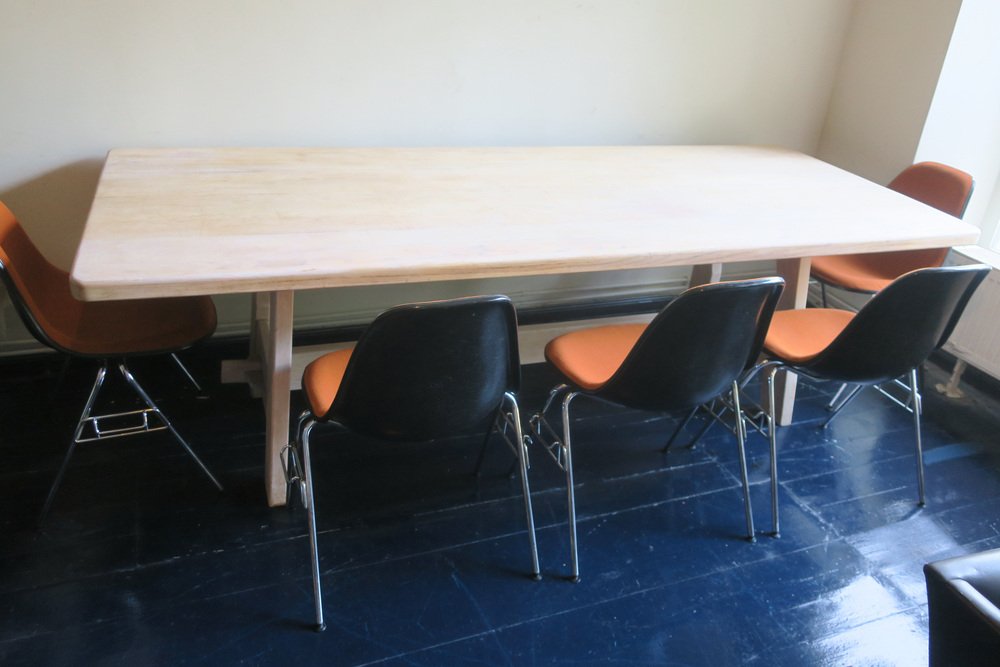 Large Mid Century Limed Oak Dining Table For Sale At Pamono