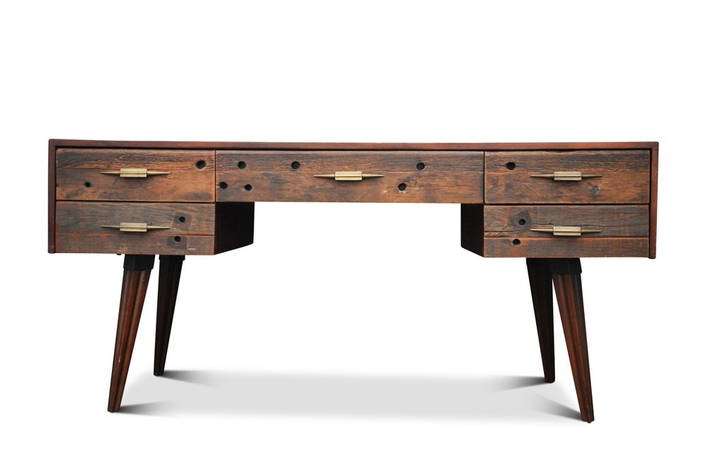 Hardwood and Reclaimed Timber Desk, 1990s for sale at Pamono