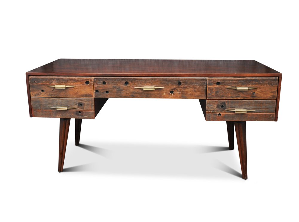 Hardwood and Reclaimed Timber Desk, 1990s for sale at Pamono