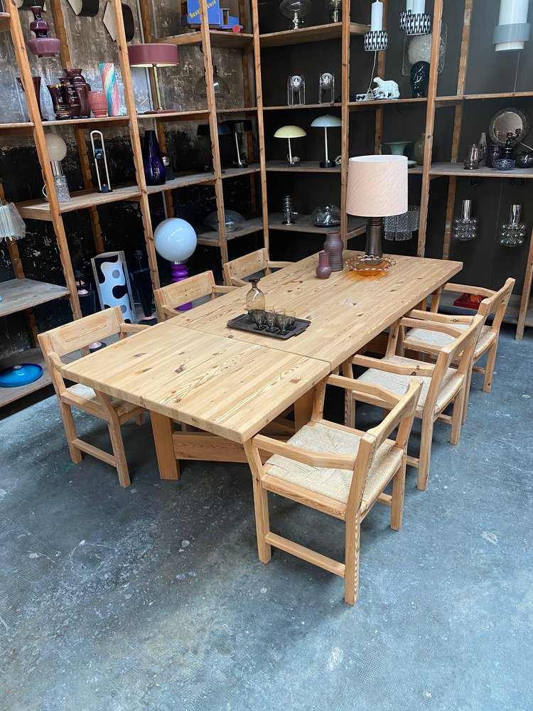 Danish Pitch Pine Extendable Table attributed to Tage Poulsen for GM ...