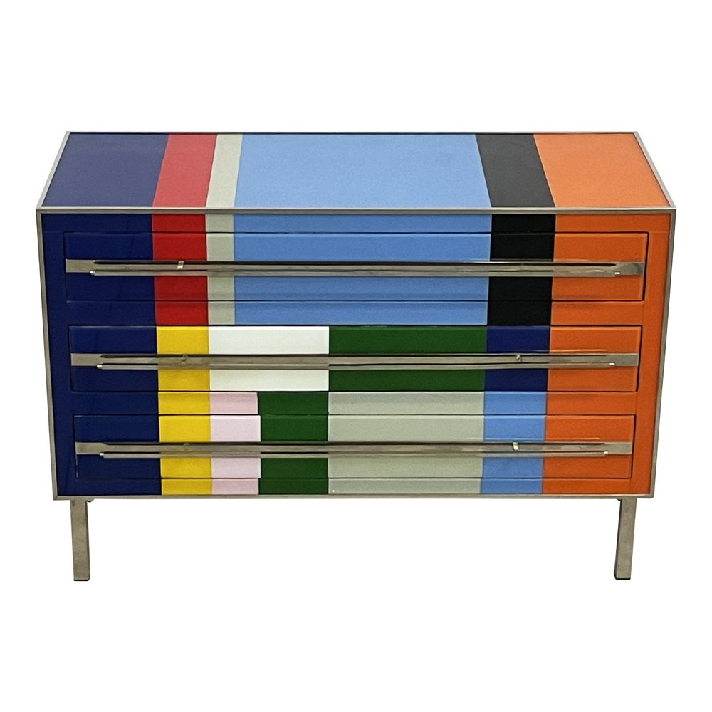 Commode with Three Drawers in Multicolor Murano Glass, 1980s for sale ...