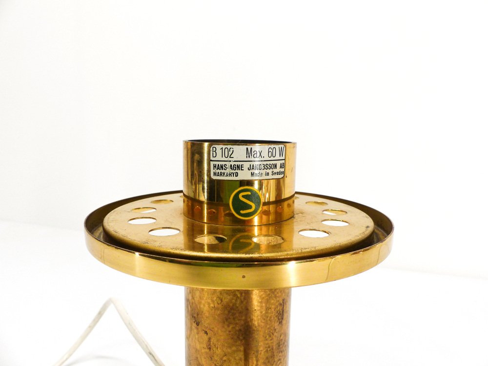 Scandinavian Brass and Glass B 102 Table Lamp by Hans-Agne Jakobsson ...