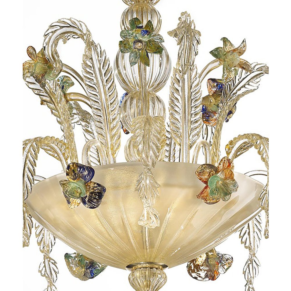 Transparent and Gold Floral Chandelier in Murano Glass by Simoeng for ...