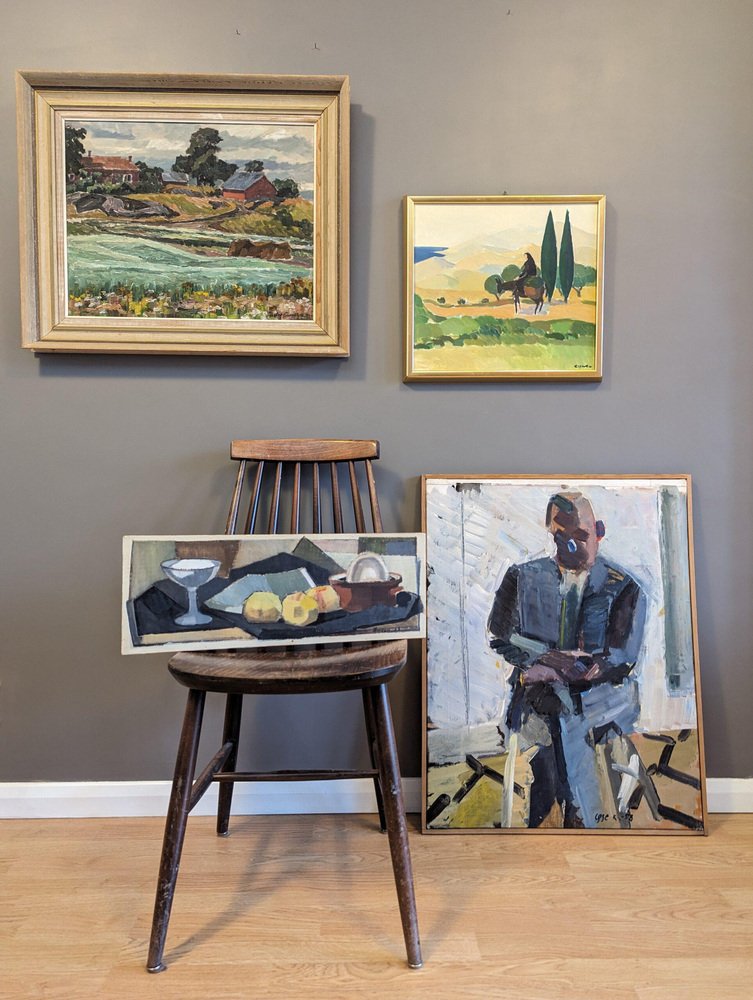 Cyprus Valley, anni '50, dipinto a olio, con cornice in vendita su Pamono