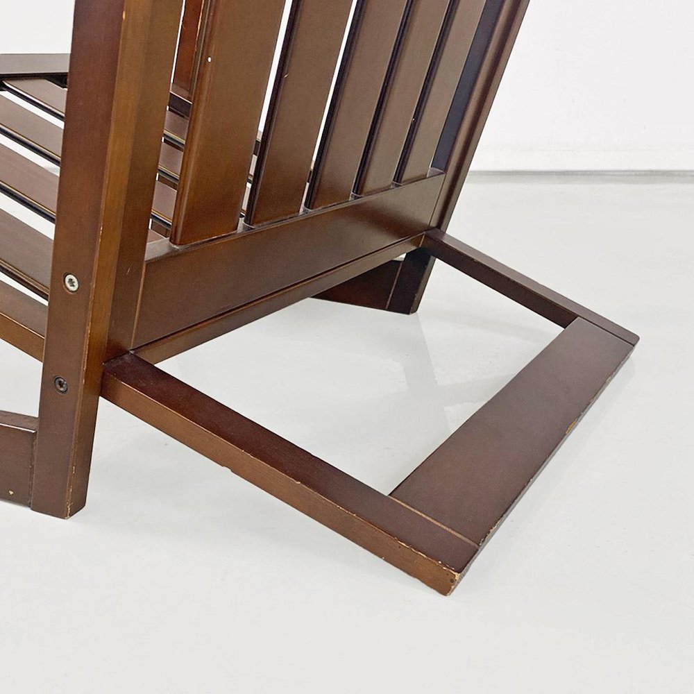 Italian Modern Slanted Wood Armchair, 1980s for sale at Pamono
