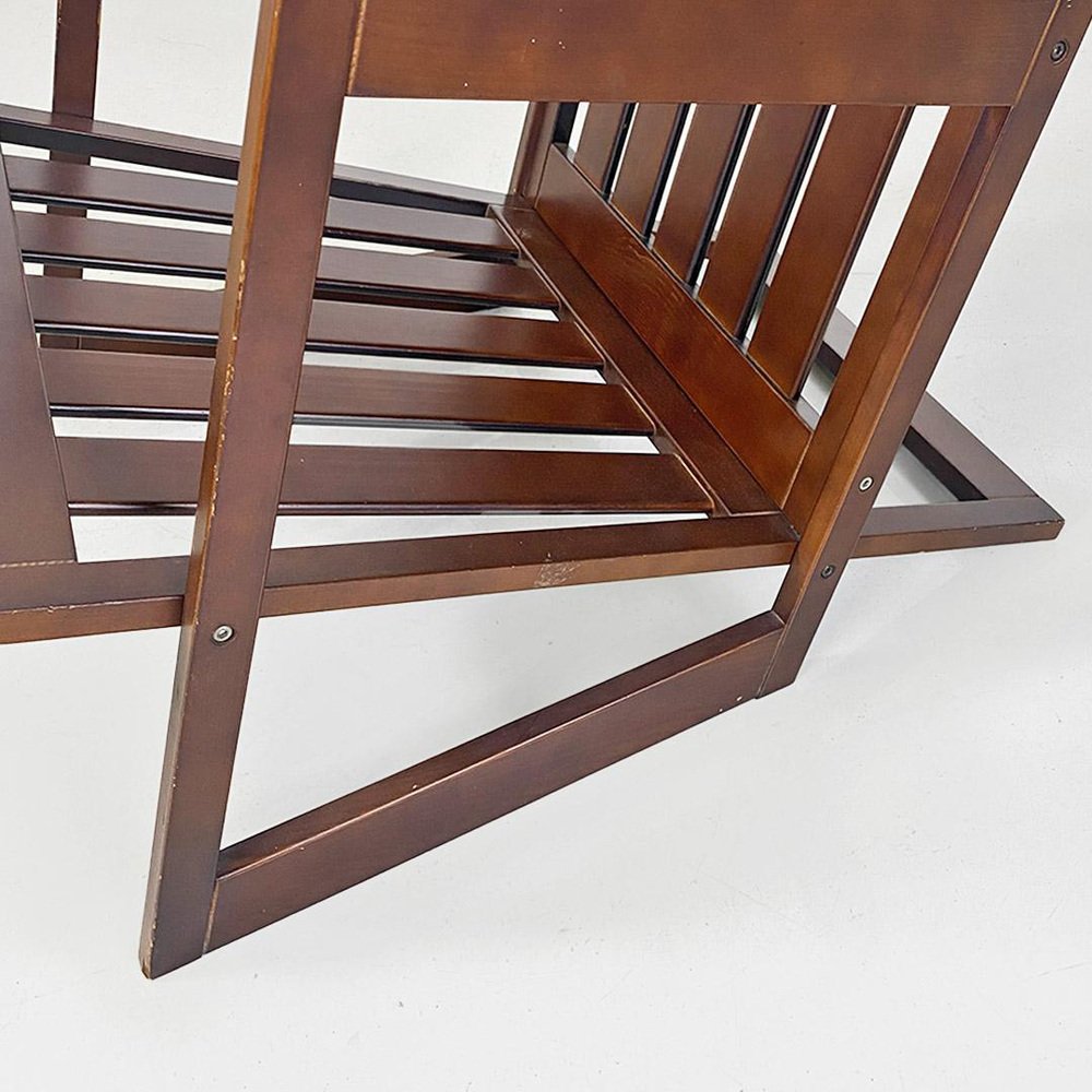 Italian Modern Slanted Wood Armchair, 1980s for sale at Pamono