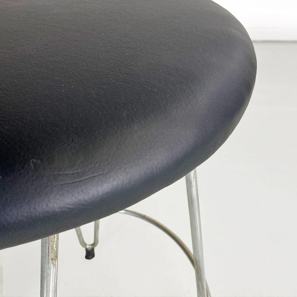 Modern Italian Stool in Black Leatherette and Steel, 1970s for sale at ...
