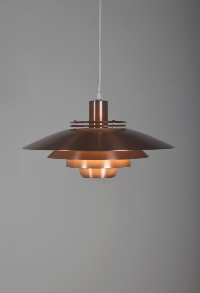 Hanging Lamp Dania 2040 in Red Copper by Kurt Wiborg for Jeka Metaltryk ...