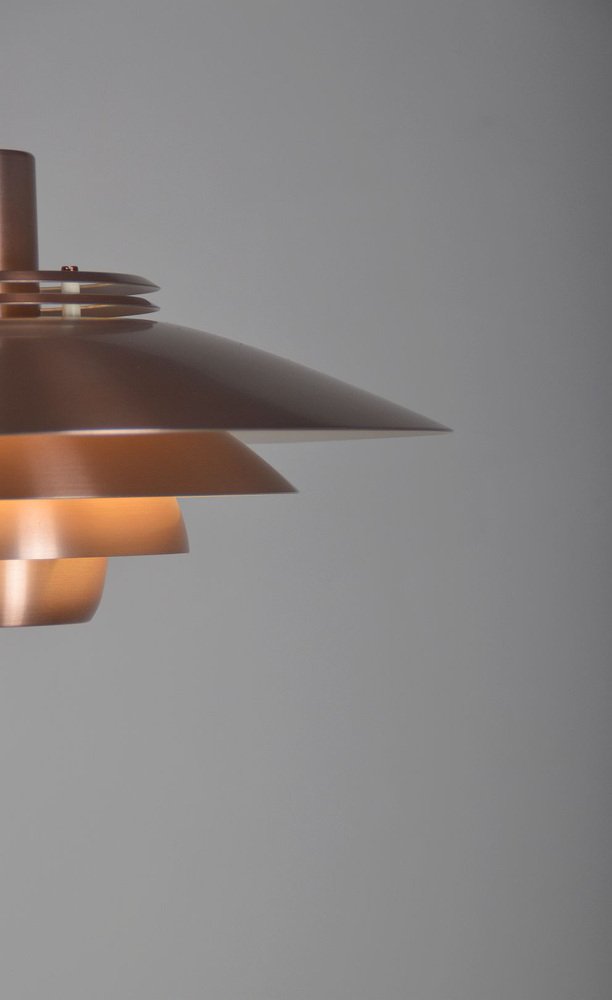 Hanging Lamp Dania 2040 in Red Copper by Kurt Wiborg for Jeka Metaltryk ...