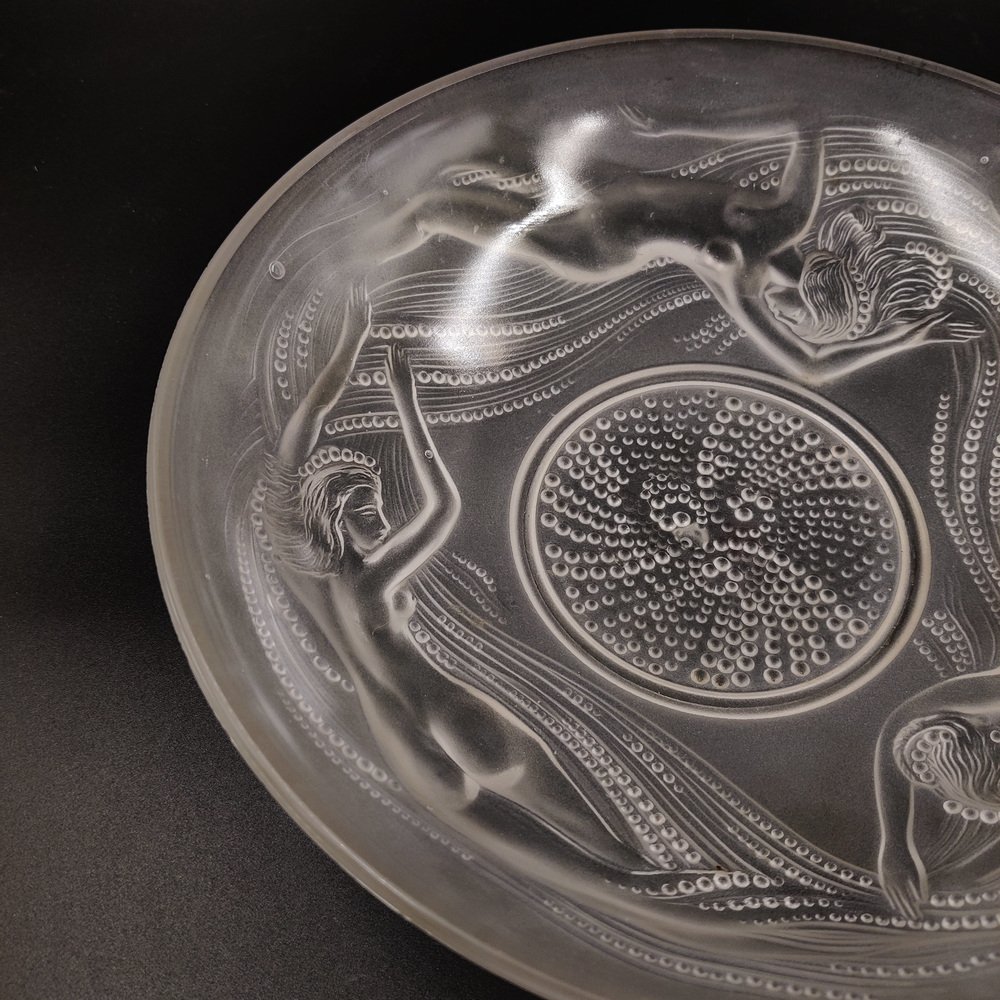 Art Deco Frosted Glass Bowl with Mermaids attributed to Lalique, France ...