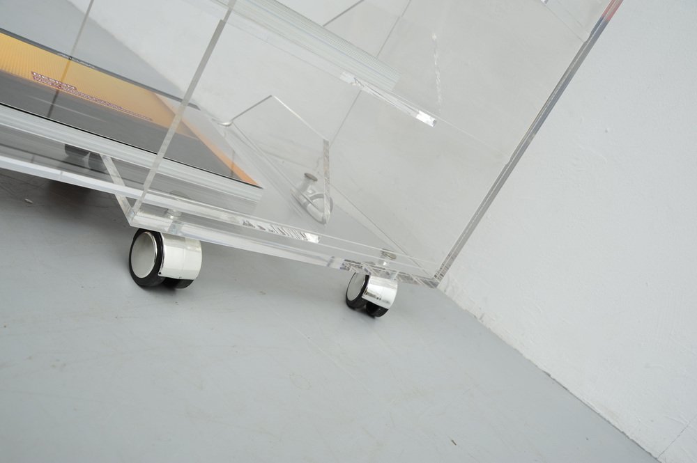 Acrylic Rolling Table with Four Drawers for sale at Pamono