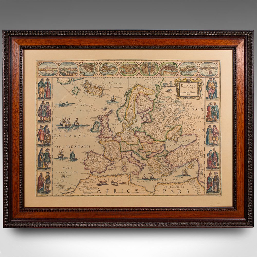 Vintage Reproduction of 17th Century Map of Europe, 1970s for sale at ...