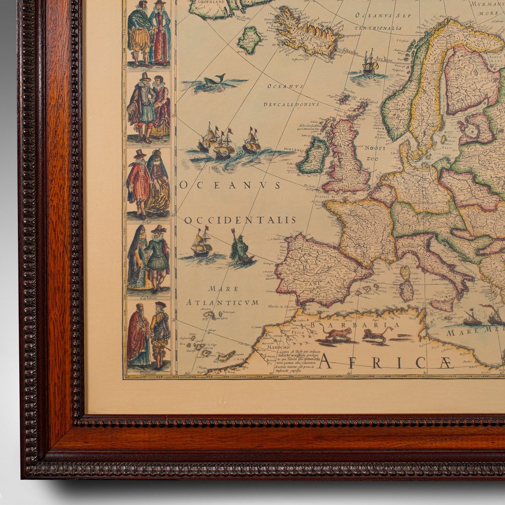 Vintage Reproduction of 17th Century Map of Europe, 1970s for sale at ...