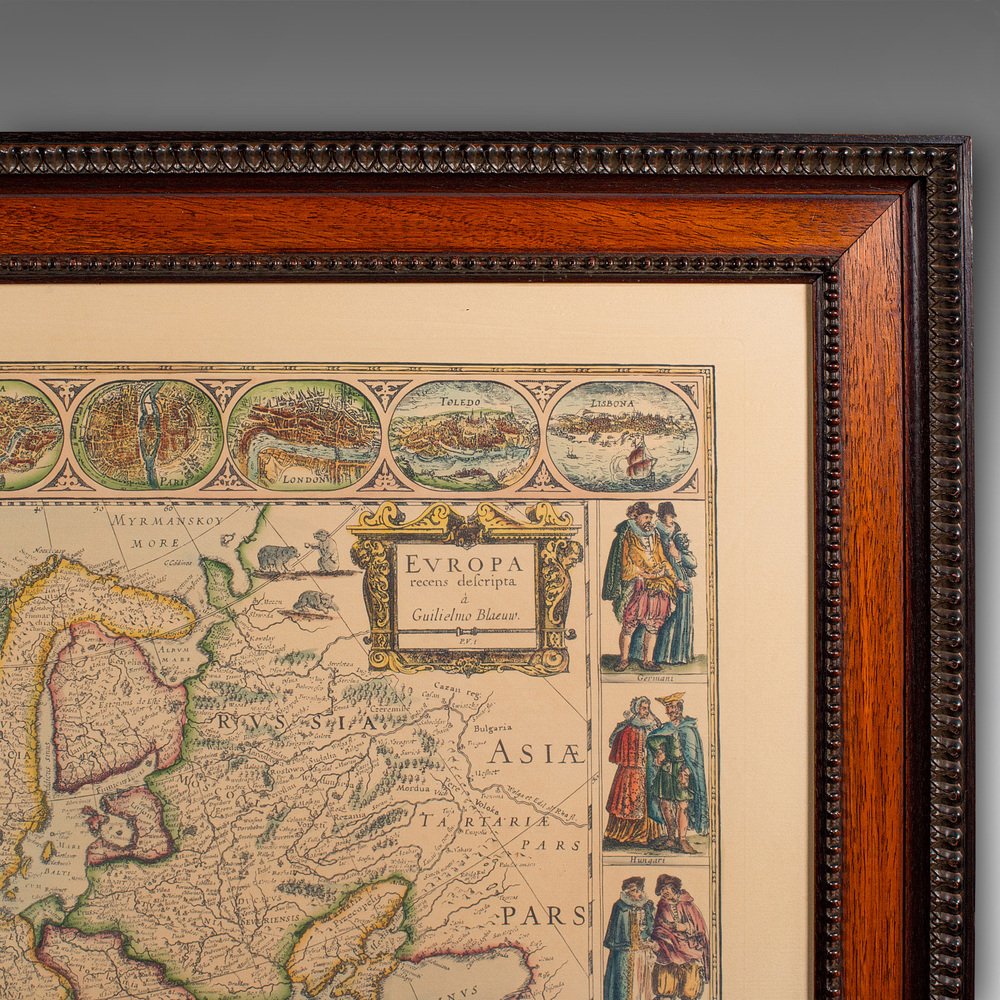 Vintage Reproduction of 17th Century Map of Europe, 1970s for sale at ...