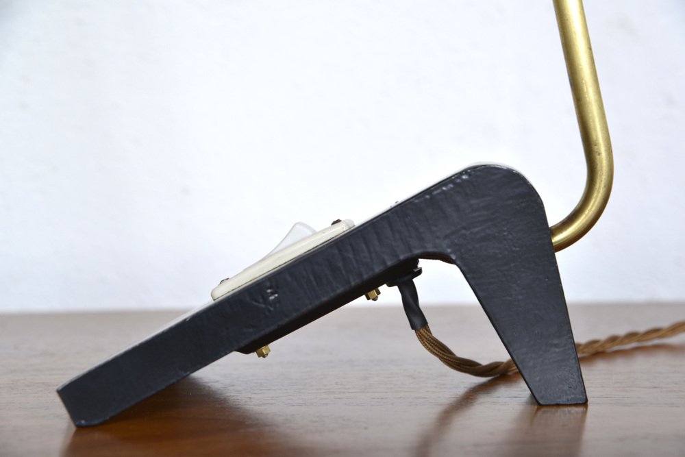 Scandinavian Swan Neck Desk Lamp in Brass, 1950s for sale at Pamono