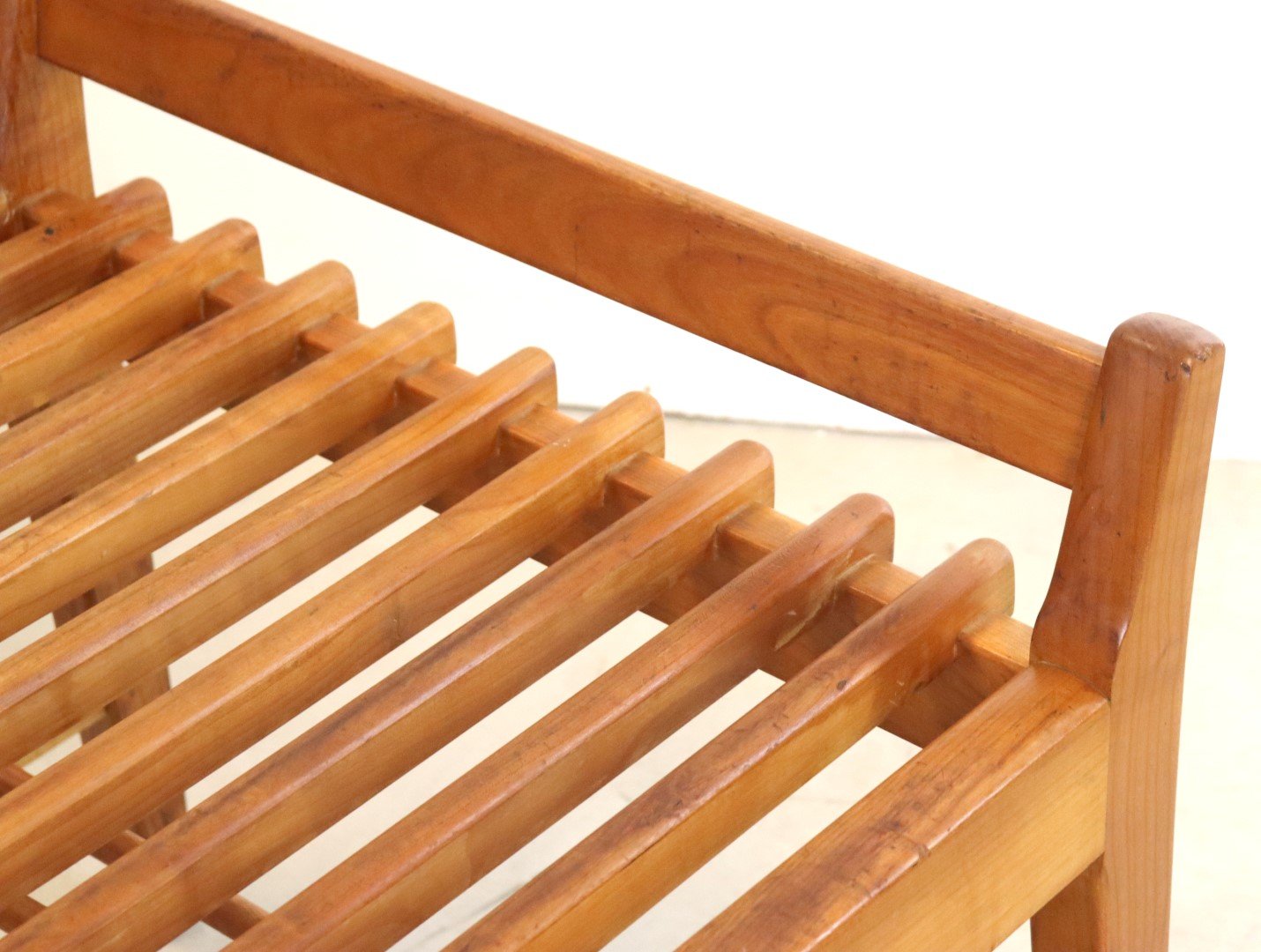 Mid-Century Slatted Wood Hallway Bench for sale at Pamono