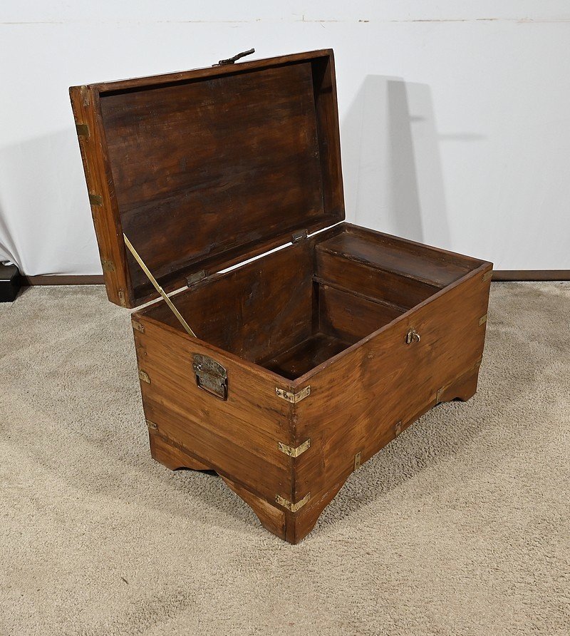Large End of 19th Century Teak Naval Trunk for sale at Pamono