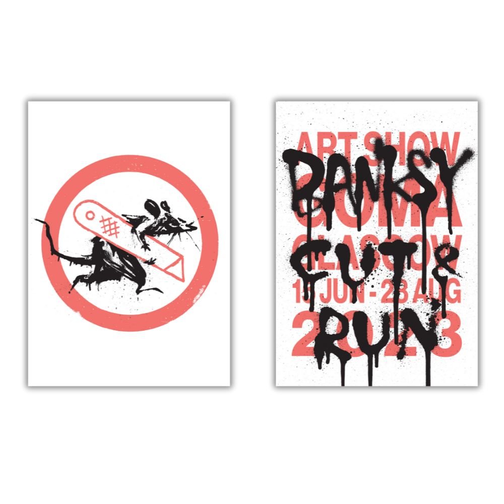 Banksy, Cut and Run, 2023, Lithographic Posters, Set of 2 for sale at ...
