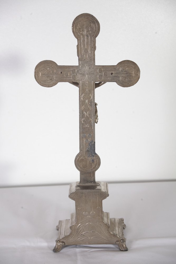 Art Nouveau Nickled Table Crucifix, 1910s for sale at Pamono