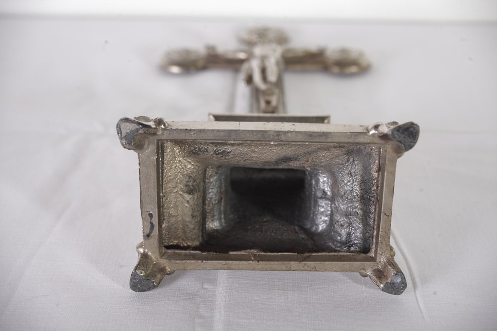 Art Nouveau Nickled Table Crucifix, 1910s for sale at Pamono