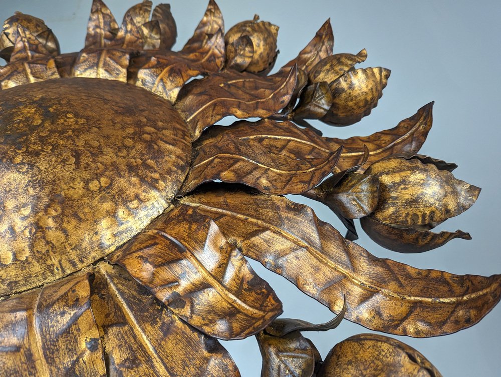 Large Gilt Floral Sun Lamp, 1950s for sale at Pamono