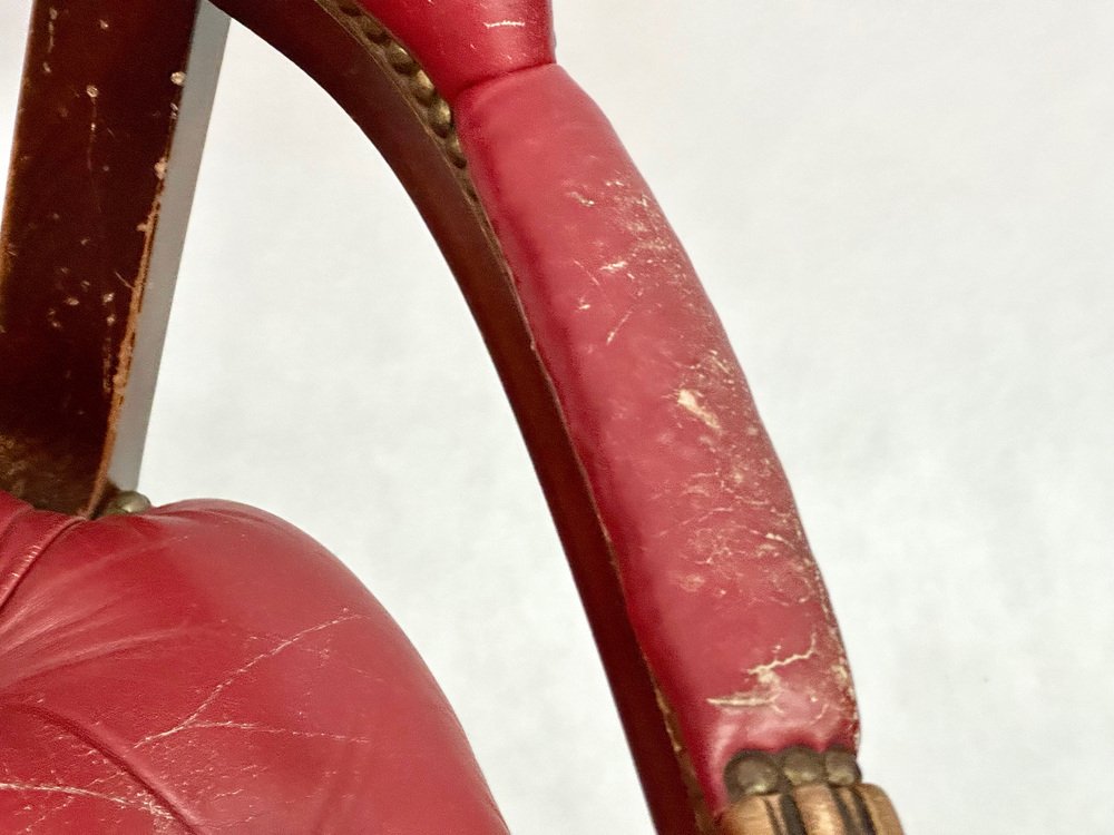 Mid-Century Danish Chesterfield Style Court Chair in Painted Red ...