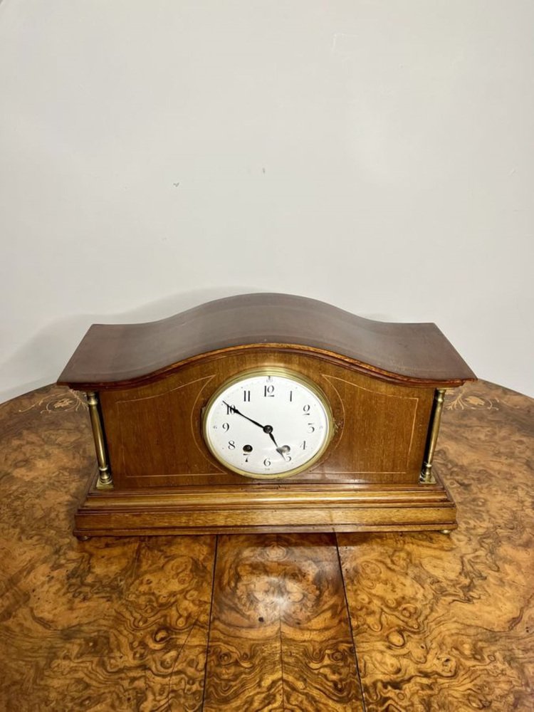 Edwardian Walnut Mantle Clock, 1900s for sale at Pamono