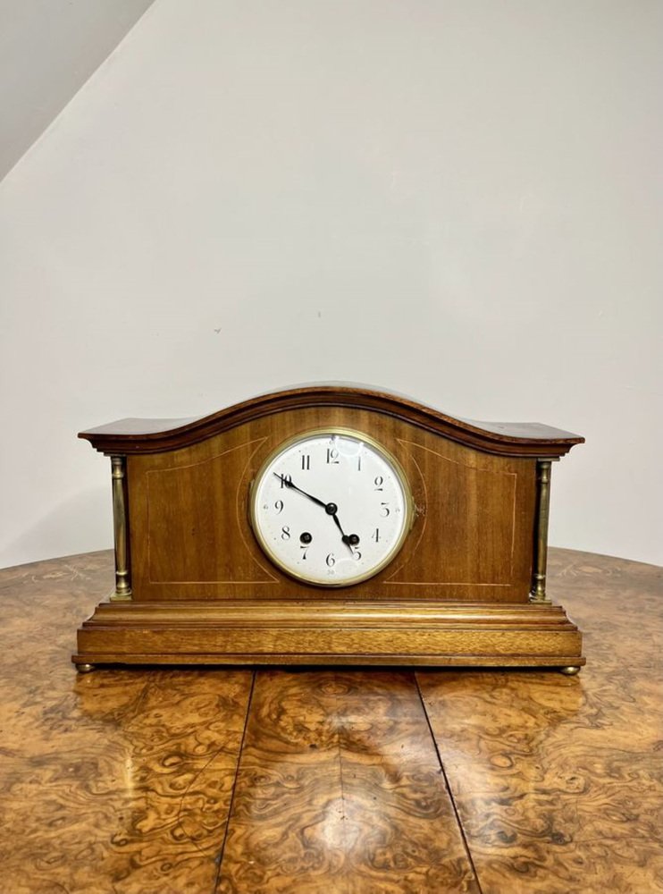 Edwardian Walnut Mantle Clock, 1900s for sale at Pamono