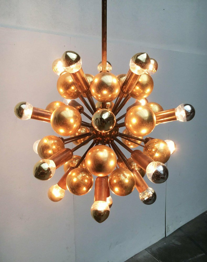 Mid-Century German Brass Atomic Ceiling Pendant Lamp by Dorothee Becker ...