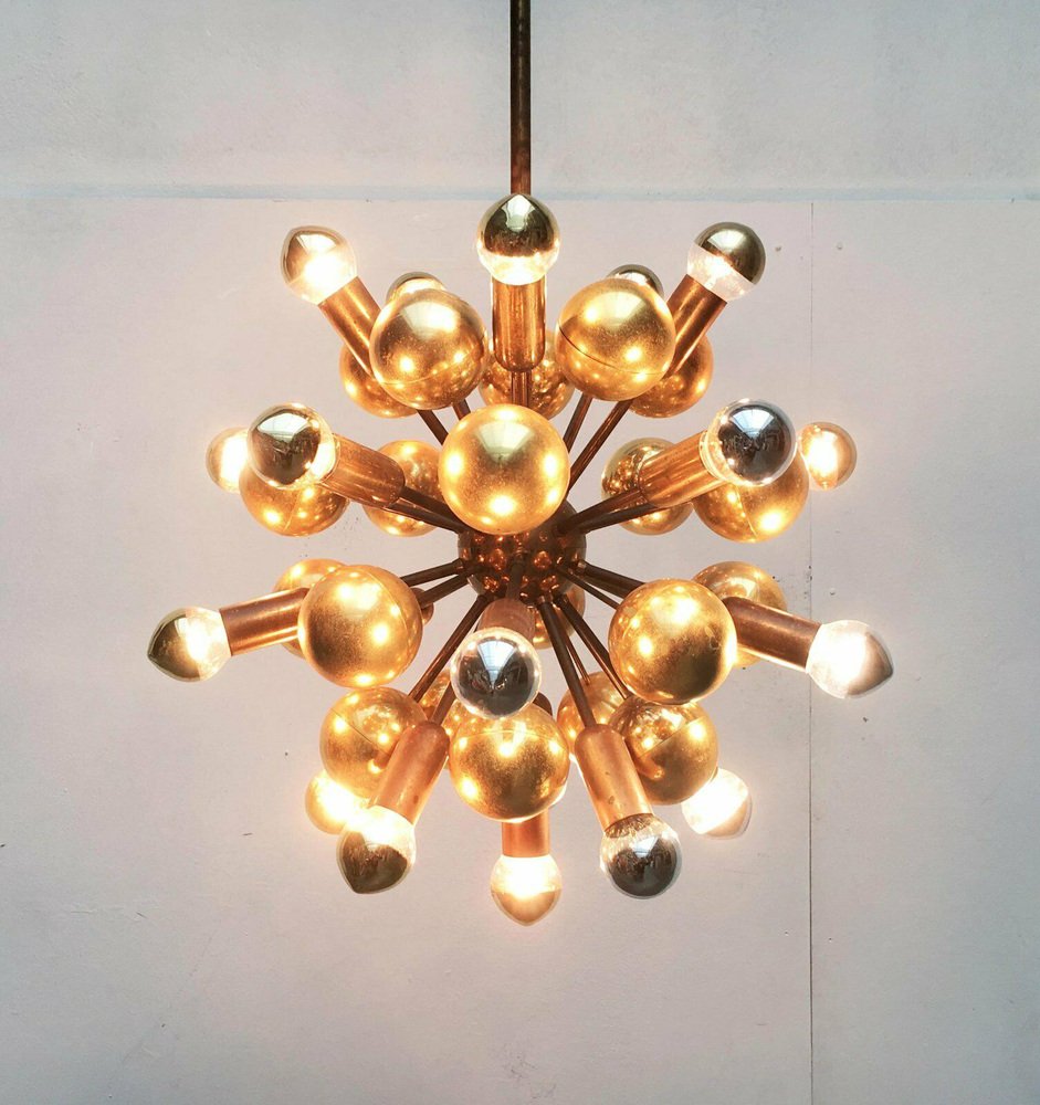Mid-Century German Brass Atomic Ceiling Pendant Lamp by Dorothee Becker ...