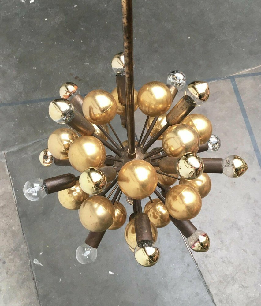 Mid-Century German Brass Atomic Ceiling Pendant Lamp by Dorothee Becker ...