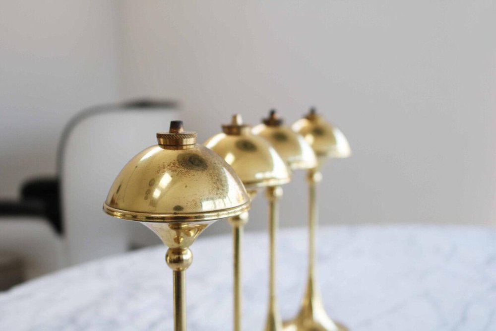 Mid-Century Modern Brass Oil Lamps from Hejl, Denmark, Set of 4 for ...