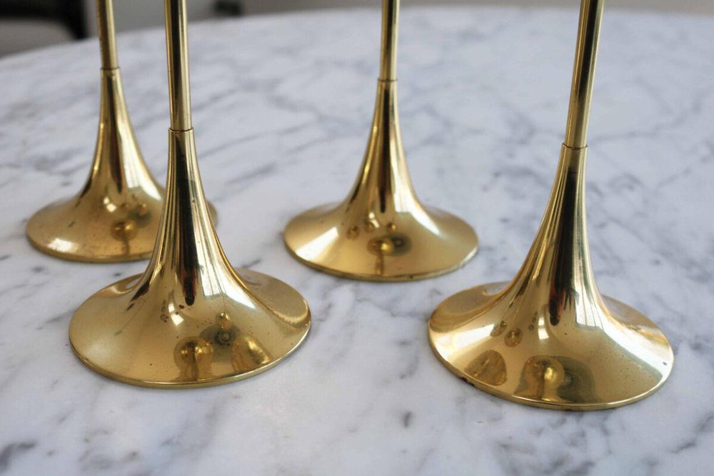 Mid-Century Modern Brass Oil Lamps from Hejl, Denmark, Set of 4 for ...