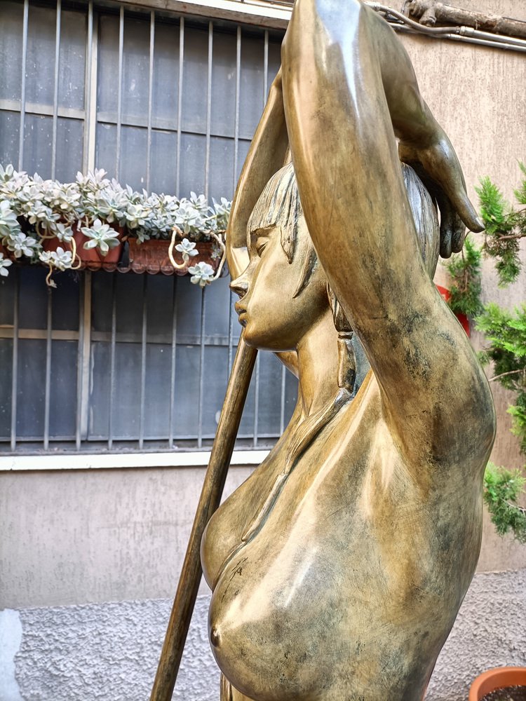 Marie Paule Deville Chabrolle, Goddess Artemis with Spear, 20th Century, Patinated Bronze for ...