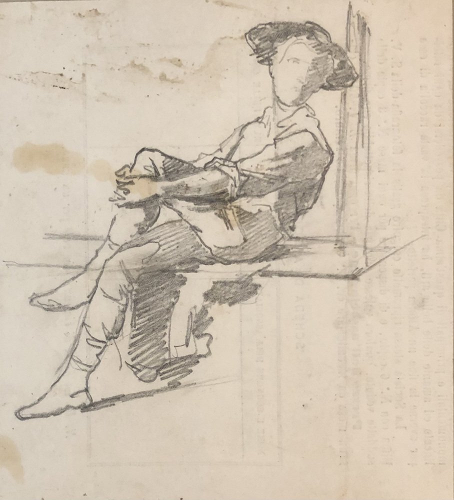 Guglielmo Innocenti, Le poète, Crayon on Paper for sale at Pamono