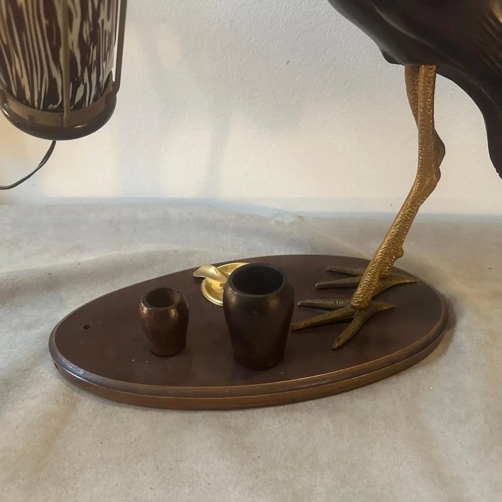 Mid-Century Modern Wood Table Lamp and Smoking Set by Aldo Tura for ...