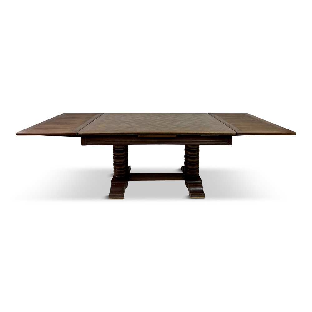 Vintage French Oak Extending Dining Table with Turned Bobbin Legs ...