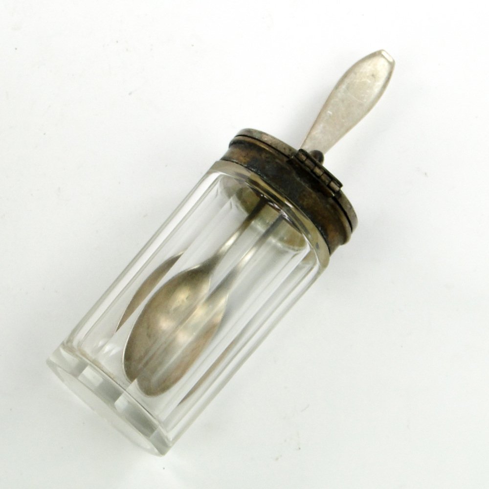 German Biedermeier Mustard Container with Spoon, 1930s, Set of 2 for ...