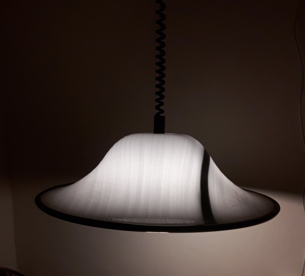 Vintage German Height-Adjustable Ceiling Lamp in White and Black ...