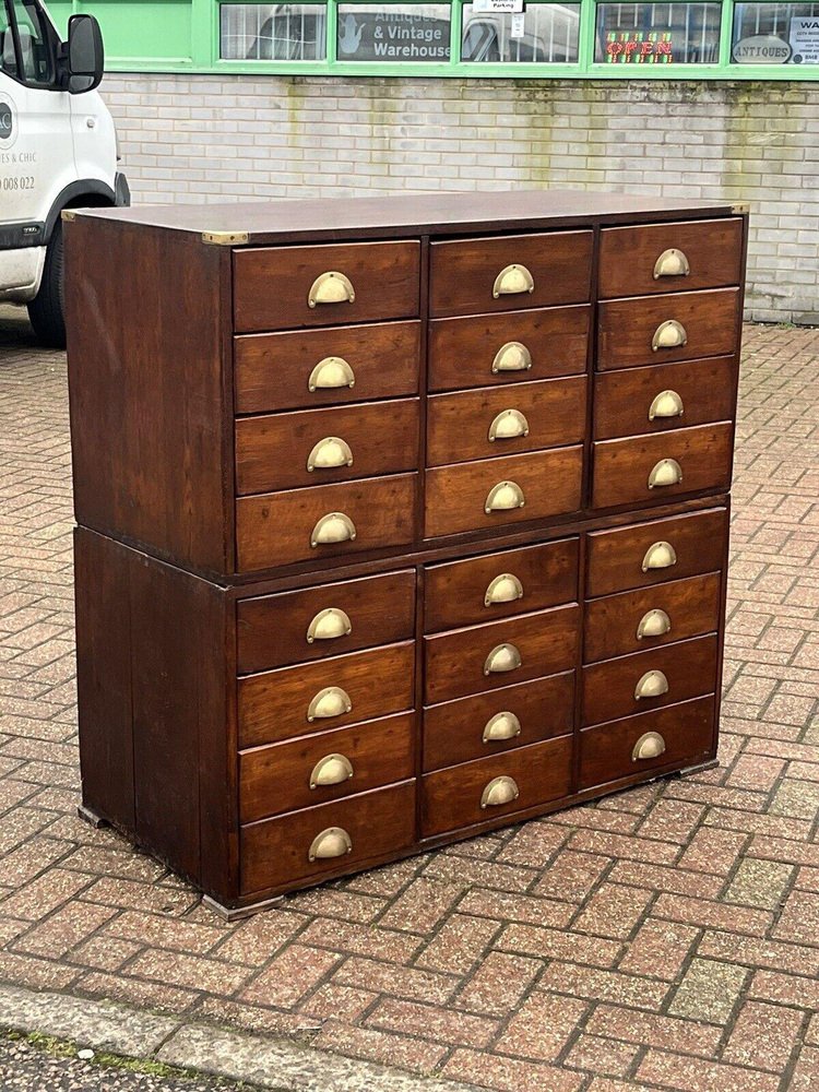 Edwardian Bank of Drawers with Brass Handles for sale at Pamono