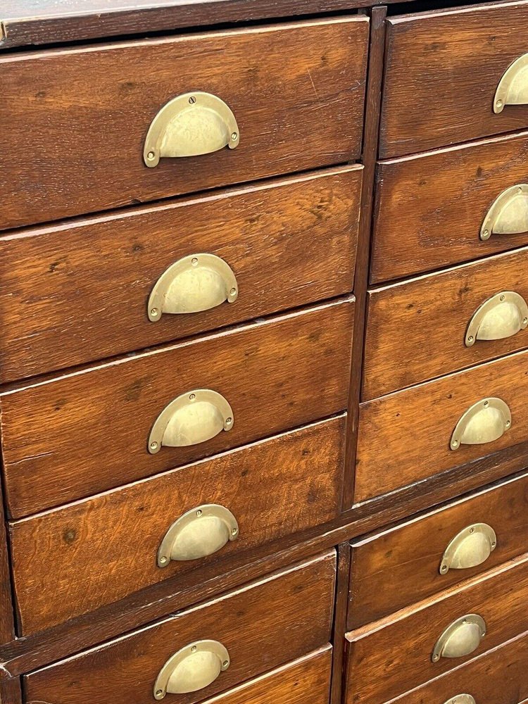 Edwardian Bank of Drawers with Brass Handles for sale at Pamono