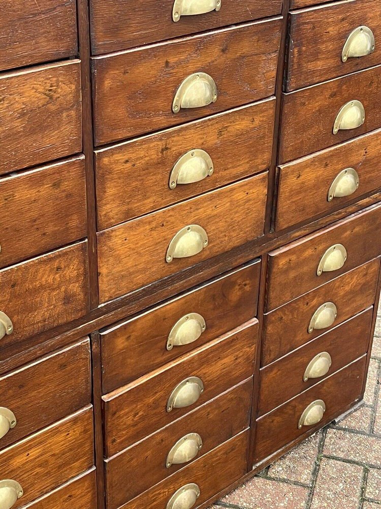 Edwardian Bank of Drawers with Brass Handles for sale at Pamono