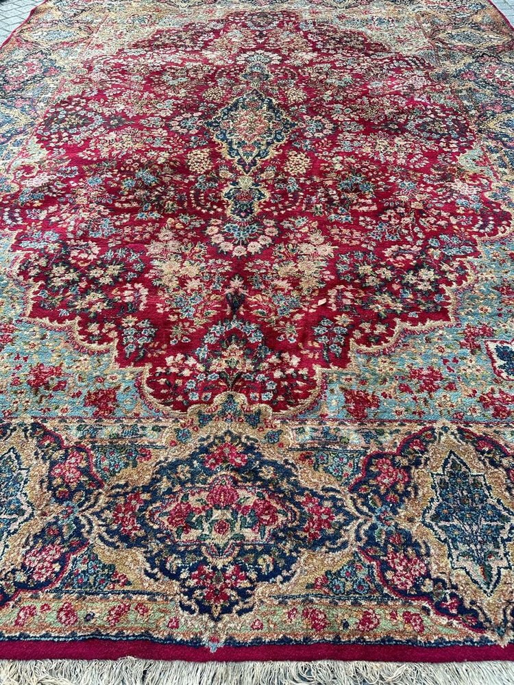 Large Floral Kirman Style Rug, 1930s for sale at Pamono