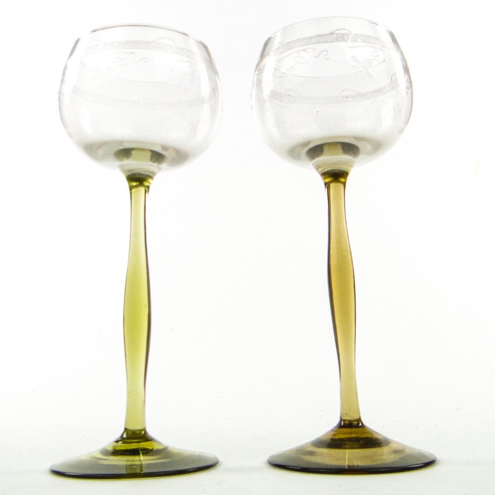 Bicchieri da vino Art Nouveau, Polonia, metà XIX secolo, set di 2 in ...
