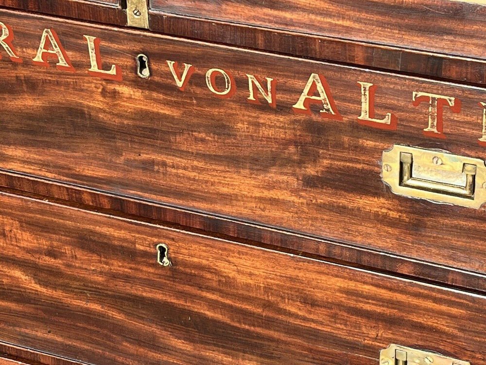 Campaign Chest with Brass Handles for sale at Pamono