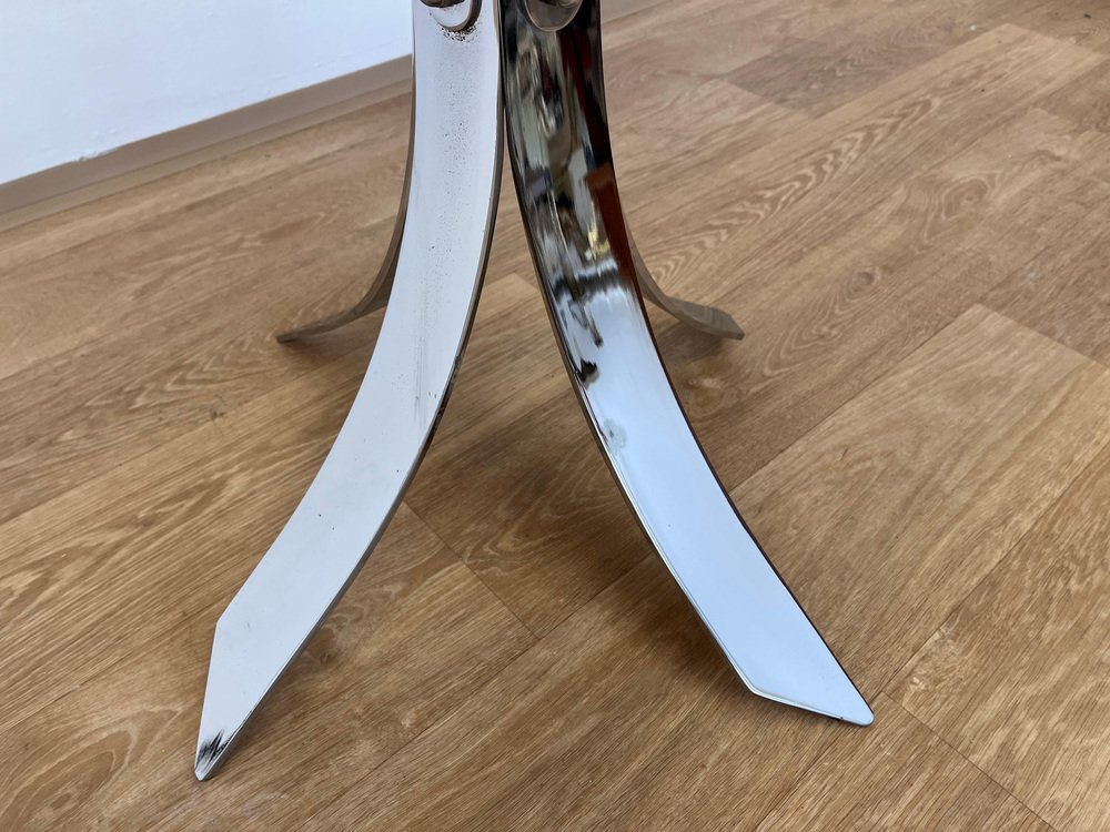 Mid-Century Steel Chrome and Smoked Glass Dining Table, 1975 for sale ...